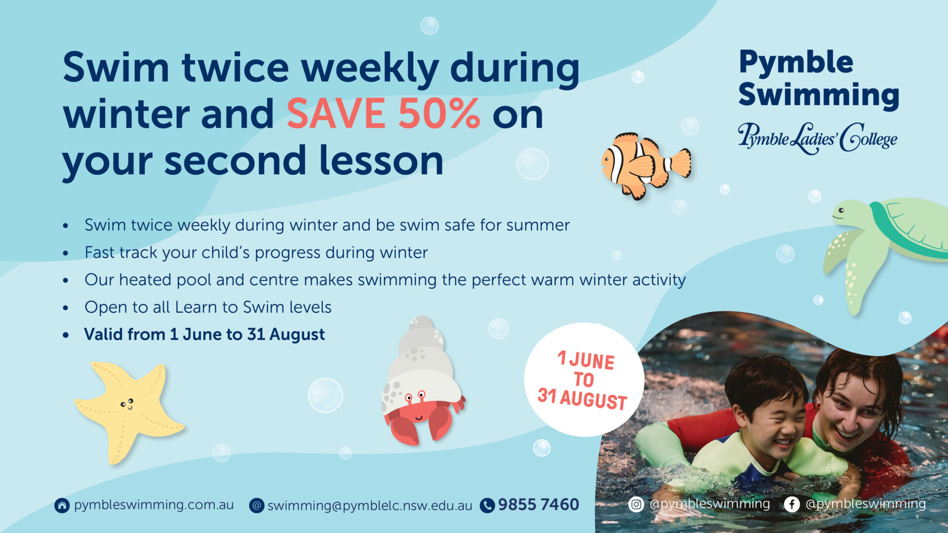 Swim twice weekly during winter and save 50% on your second lesson ...