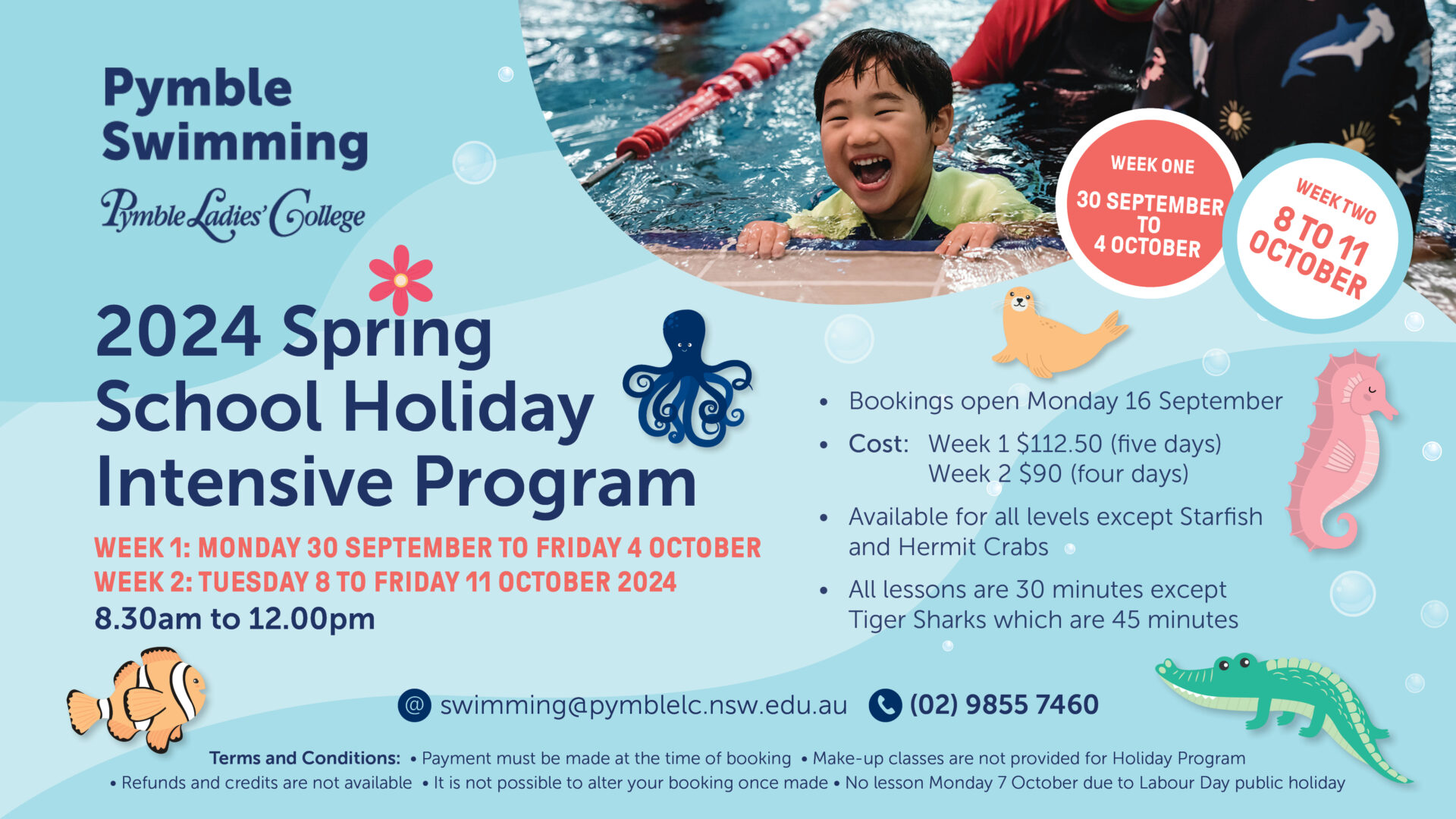 2024 Spring School Holiday Intensive Program – Pymble Swimming